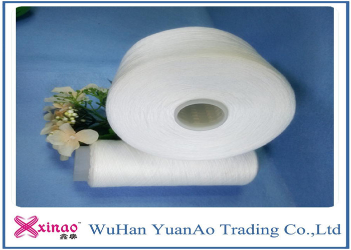Raw White Polyester Core Spun Yarn , Recycled 100% Spun Polyester ...