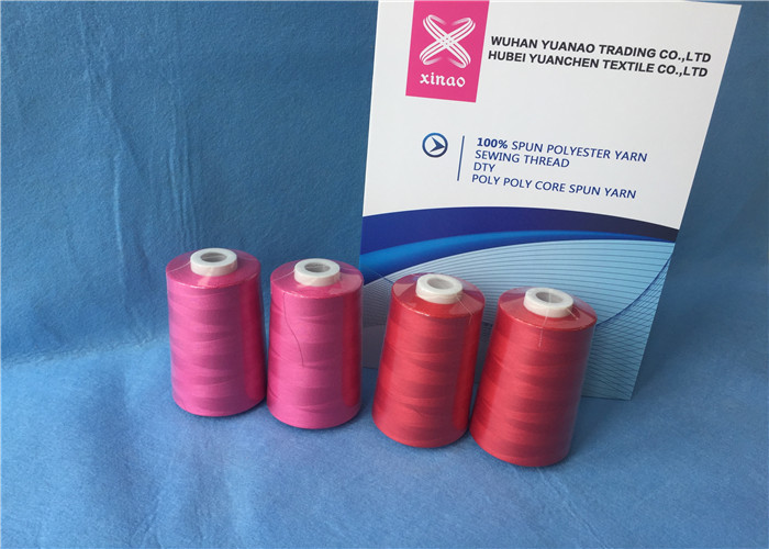100% Polyester Staple Fiber Sewing TFO Yarn , Dyed Ring Polyester Core ...